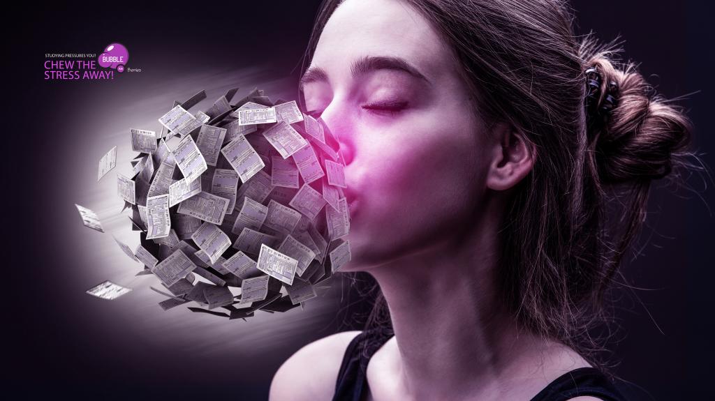 Bubble Gum: Chew The Stress Away Print Ads via Nabaroski Egypt