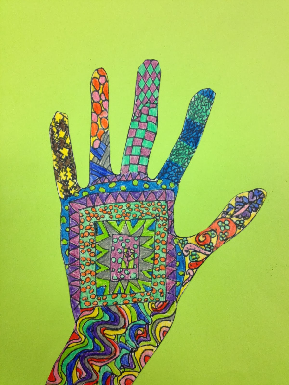 6th Grade Art: Textured Hands: Inspired by Burton Pipe Gloves