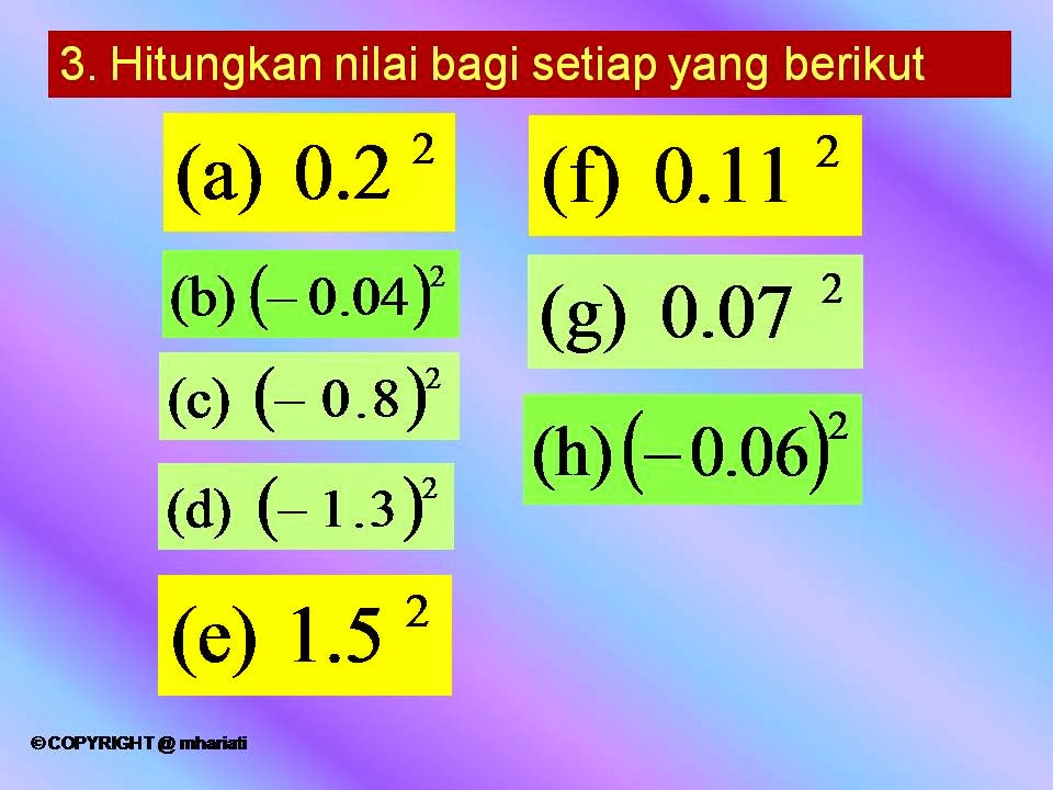 TIP BELAJAR MATEMATIK (TIPS FOR LEARNING MATHEMATICS): LATIHAN KUASA DUA