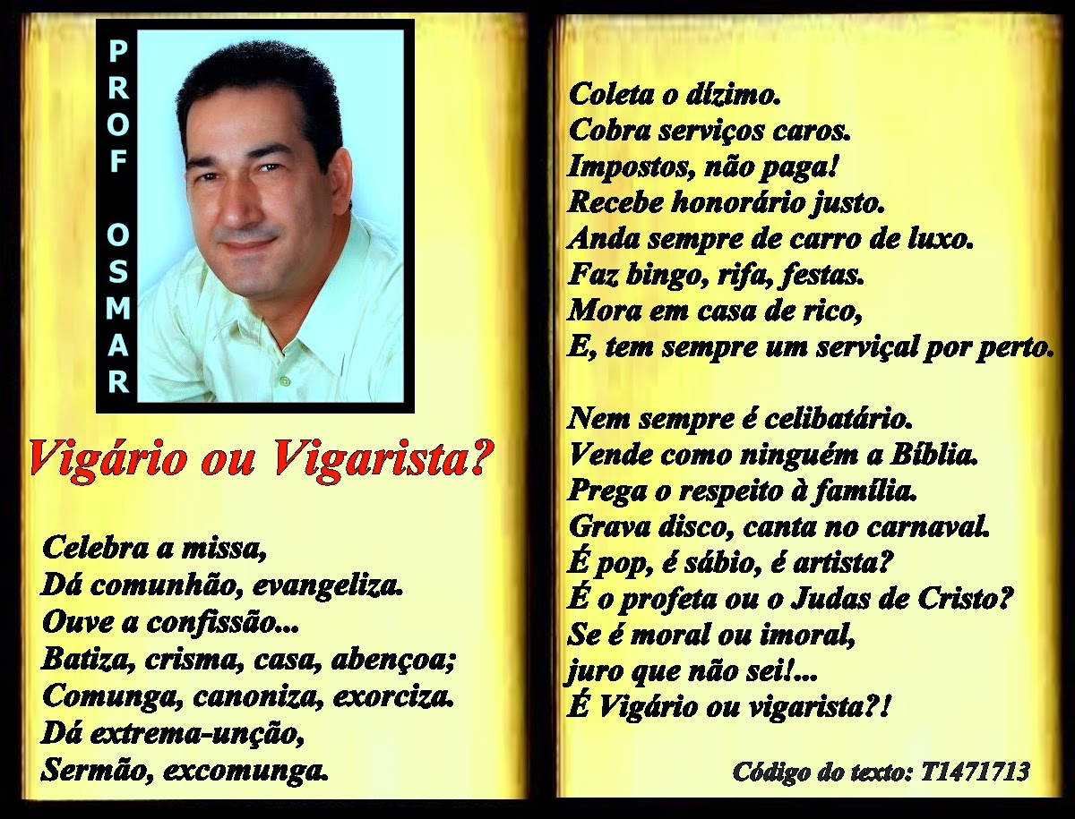 Blog do Prof. Osmar Fernandes: Vigário ou Vigarista?