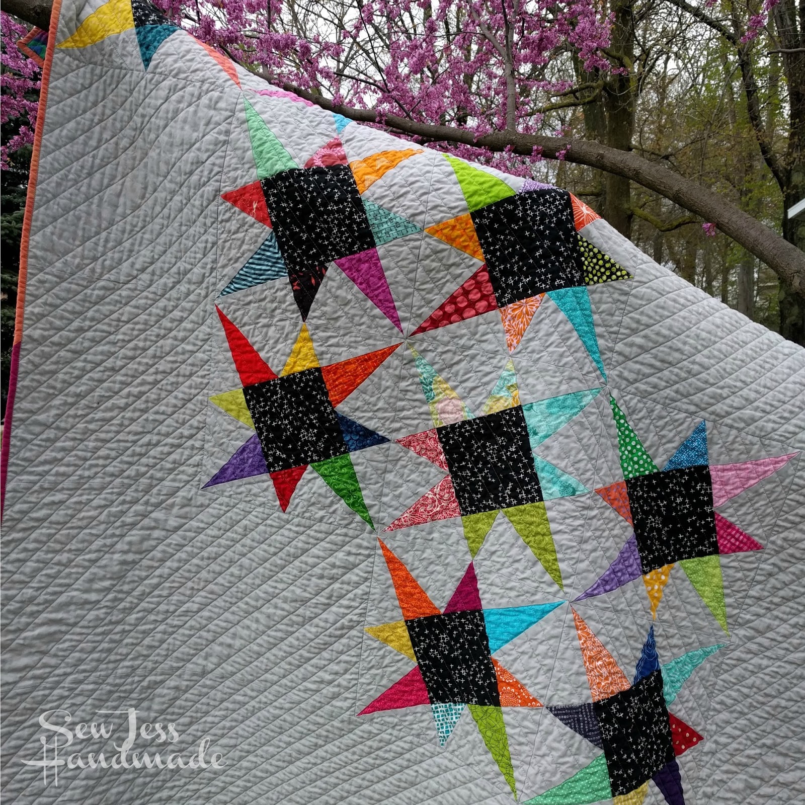 Finishing WiP's : Rainbow Tilted Stars Quilt