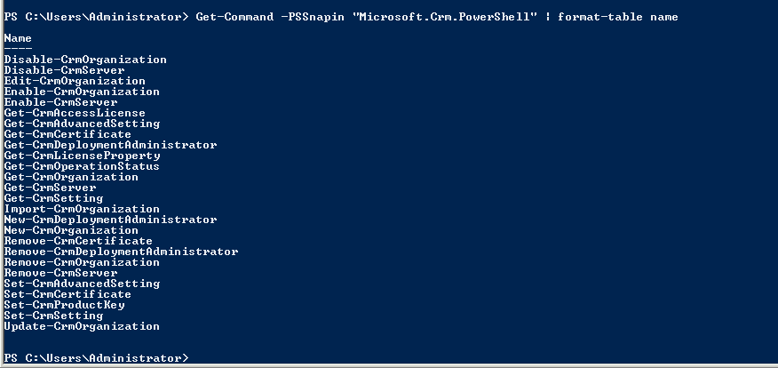 Microsoft Dynamics Crm Powershell Cmdlets Availabe For Microsoft Dynamics Crm