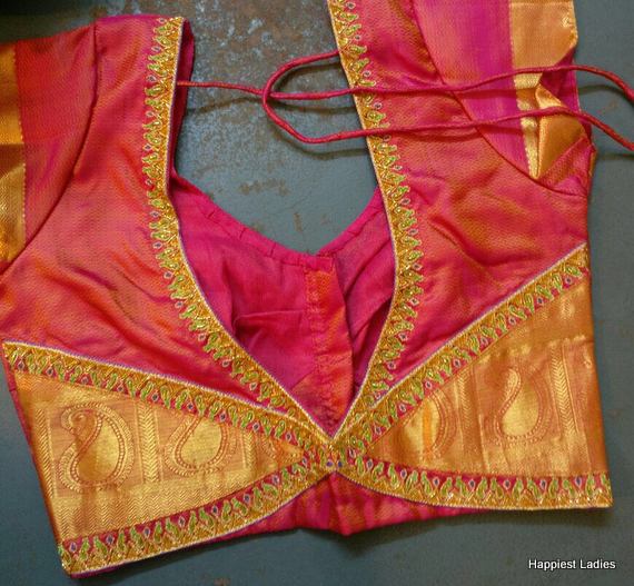 15 Beautiful Blouse Design Patterns for Silk Saree - Happiest Ladies