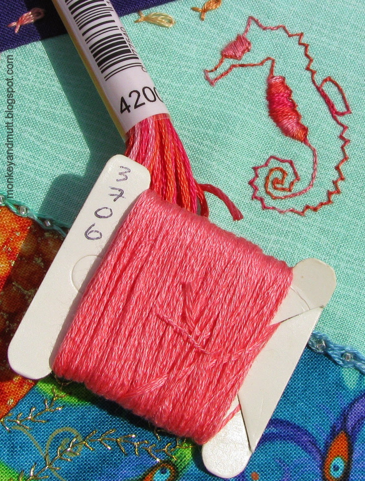Hand Stitched Treasure: Under the Sea Block Step 4: Seahorse Motif