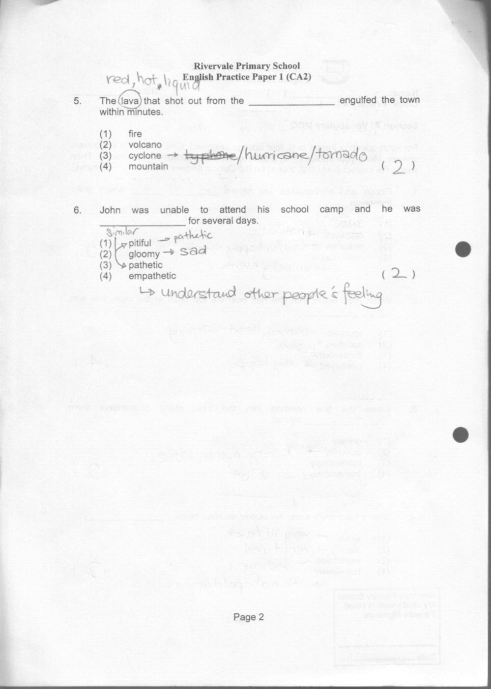 RIVBE4: 18 Aug eLearning: English Practice Paper 1 Answers and Explanations