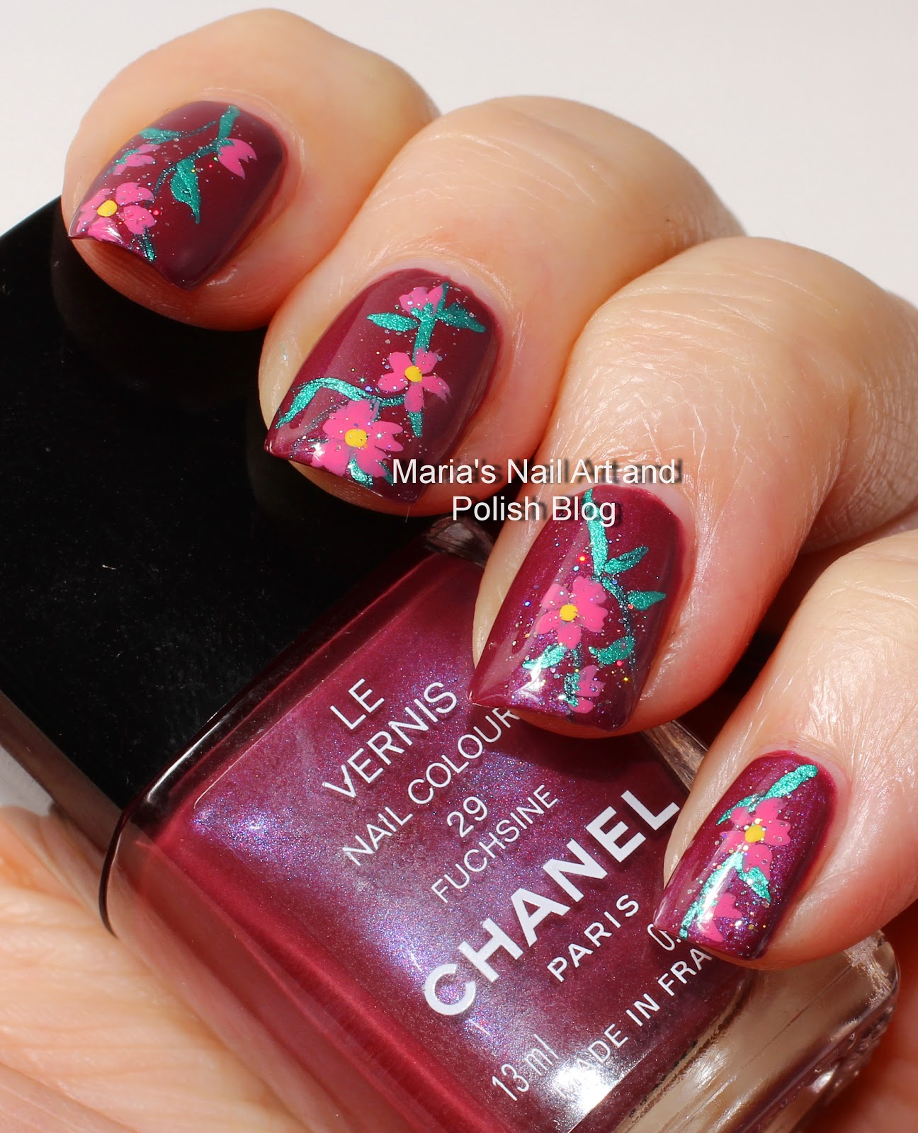 Marias Nail Art and Polish Blog: Flowery Fuchsine