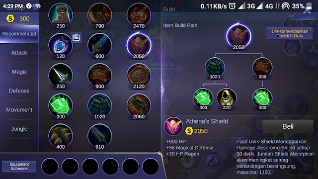 Mobile Legends Item Guide - Athena's Shield, Item Tanker Super Late ...