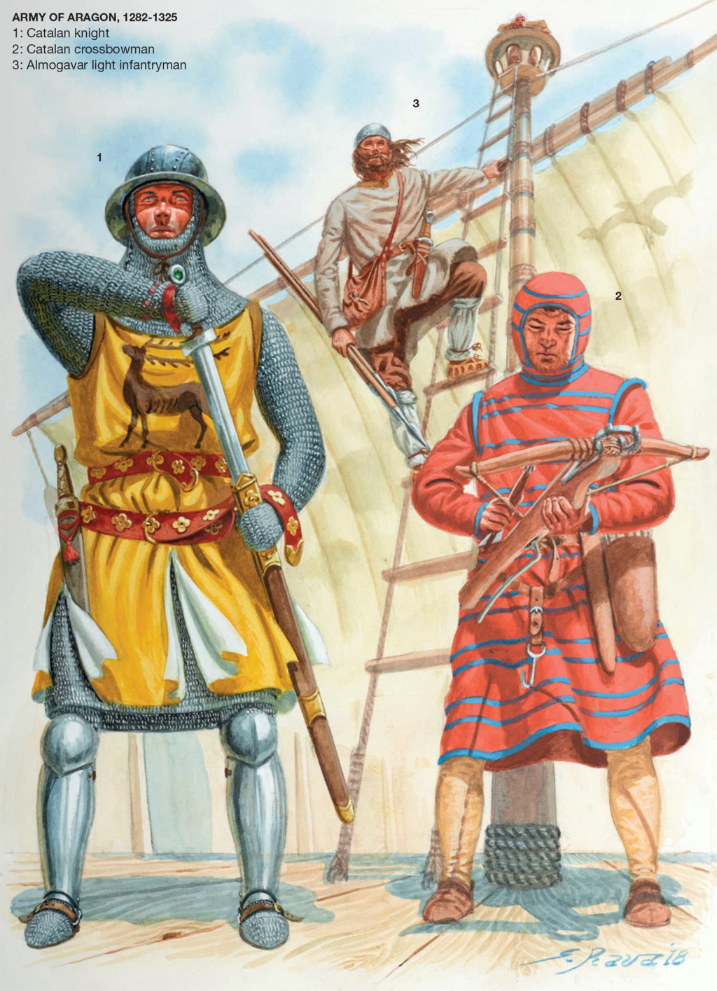 ALMOGÁVARES DE EUROPA, atuendo, equipación y armas.