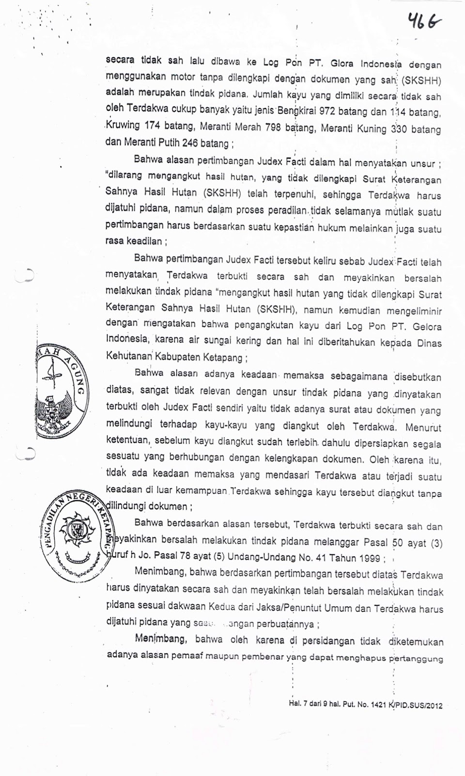 Blog Tony Wong: Permohonan Kasasi JPU Pada Kejari Ketapang No: 893/Pan.Pid.Sus/1421 K/PID.SUS ...