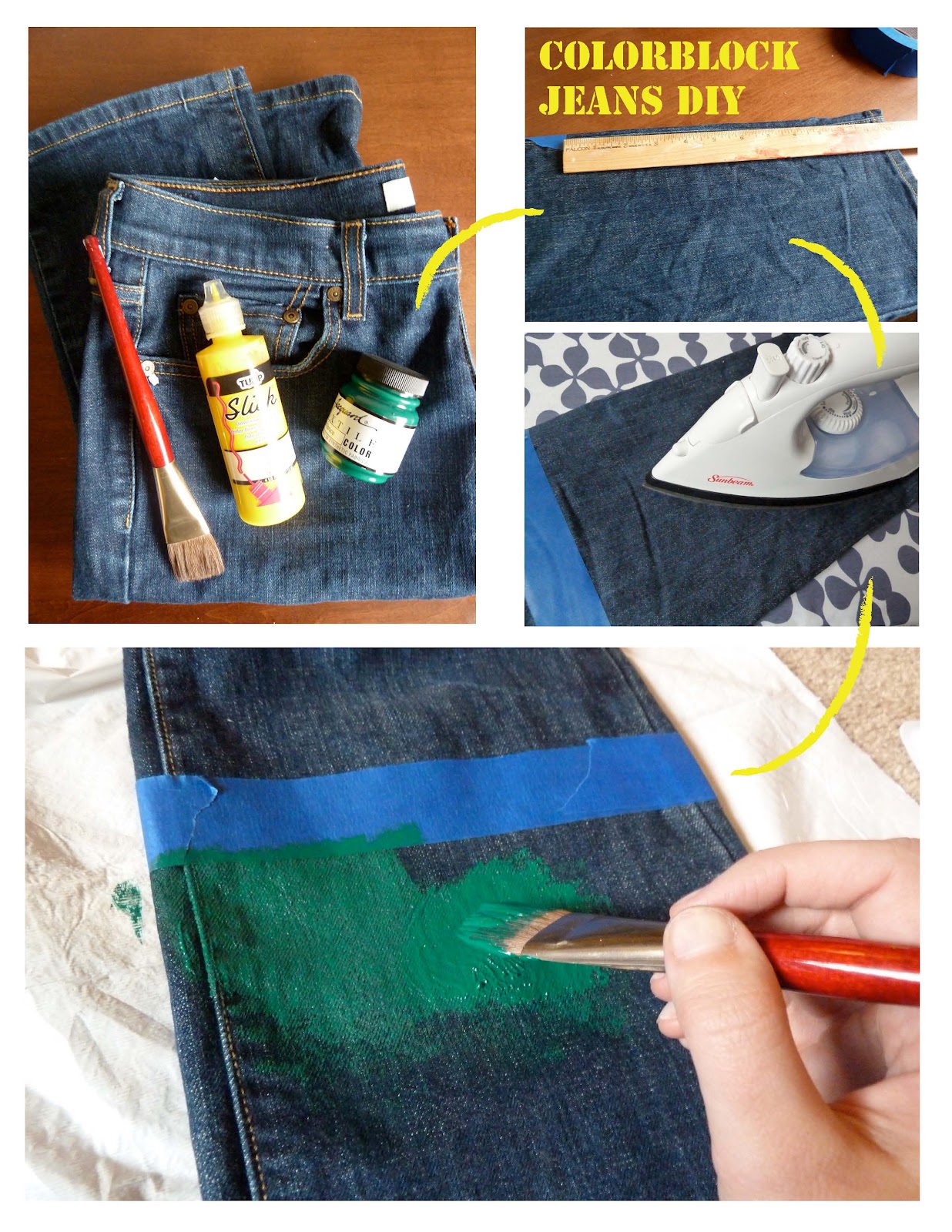 percent: colorblocked jeans diy