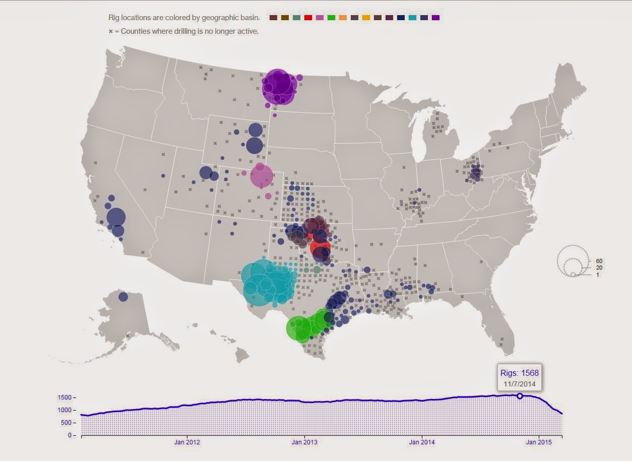 Map of Counties Where Oil & Gas Drilling Has Shut Down