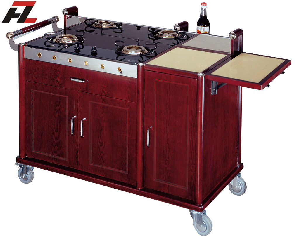 China hotel supplies manufacturer: Kitchen Flambe Cooking Trolley with ...