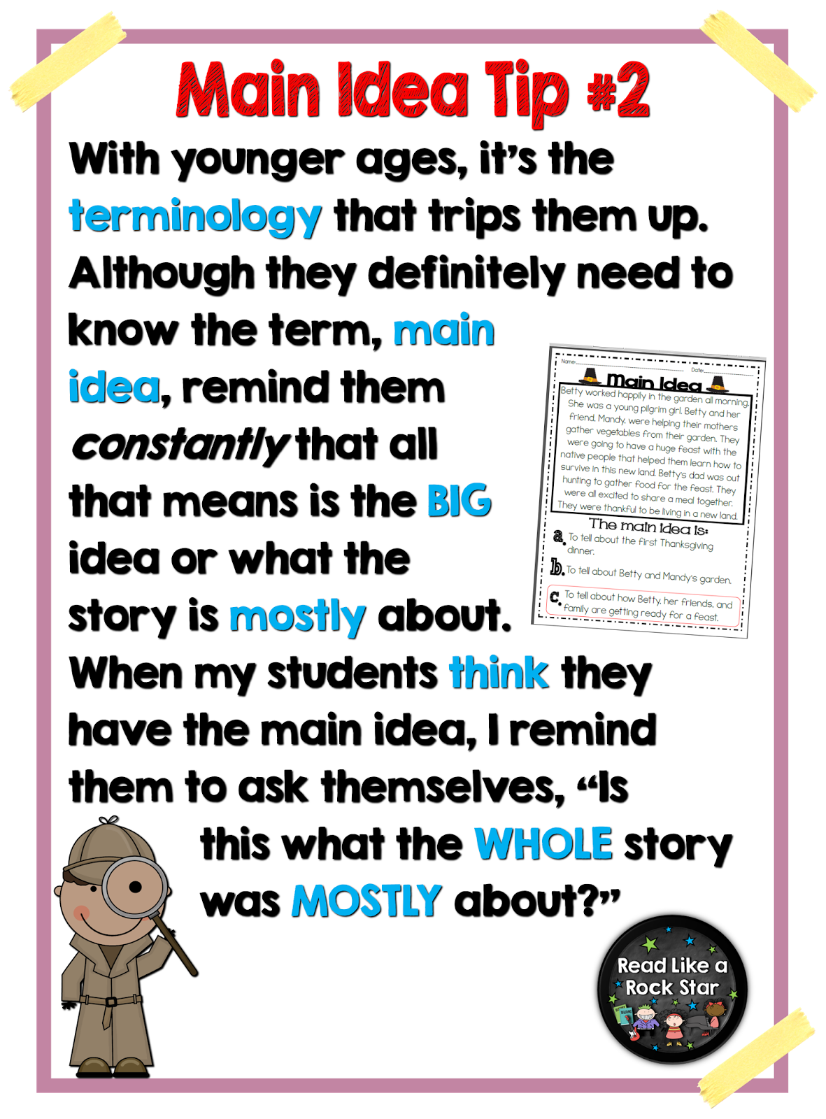 Read Like A Rock Star! : 3 Great Tips for Teaching Main Idea to Kids!