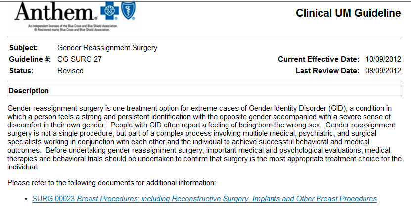 planet trans: Blue Cross Anthem Now Covers Sexual Reassignment Surgery