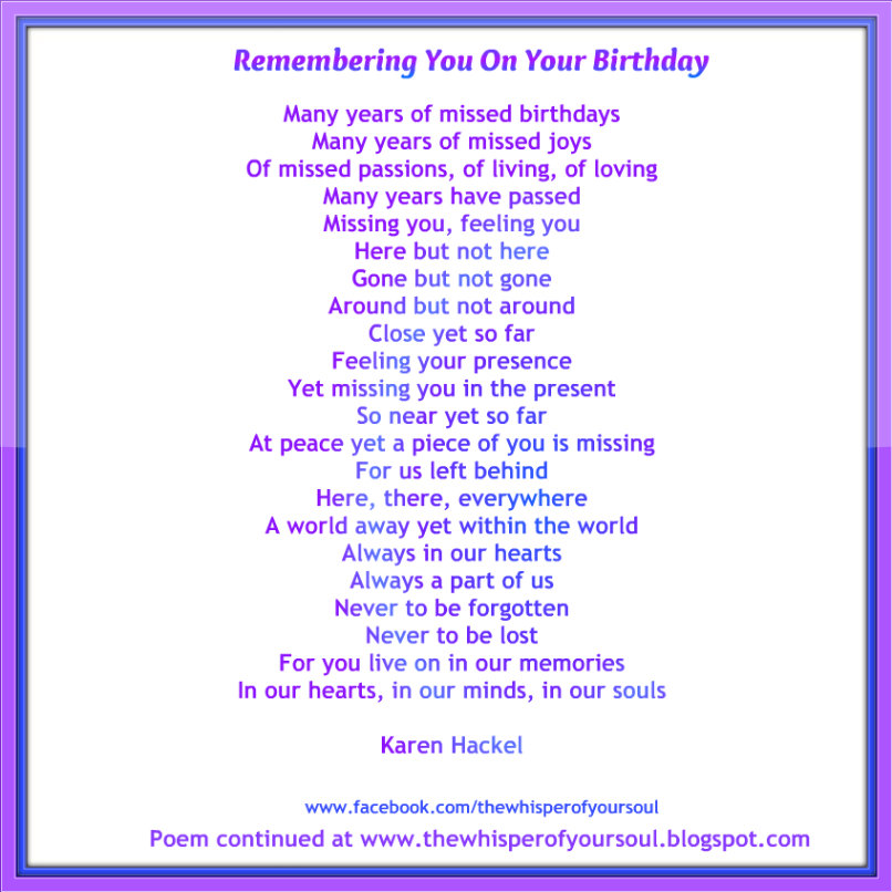 The Whisper Of Your Soul: Remembering You On Your Birthday