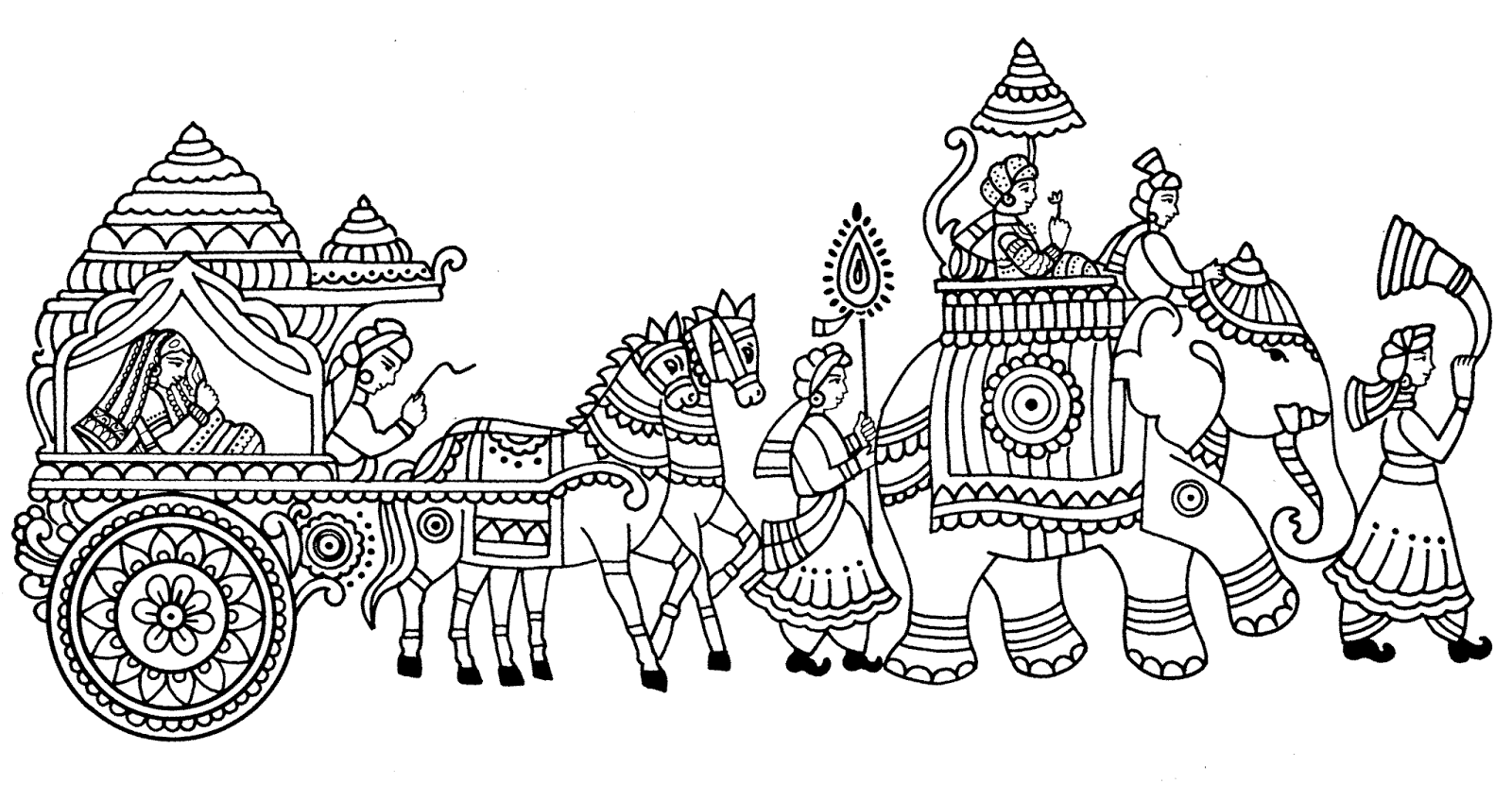 Traditional Wedding | Wedding drawing, Saree painting designs, Indian ...