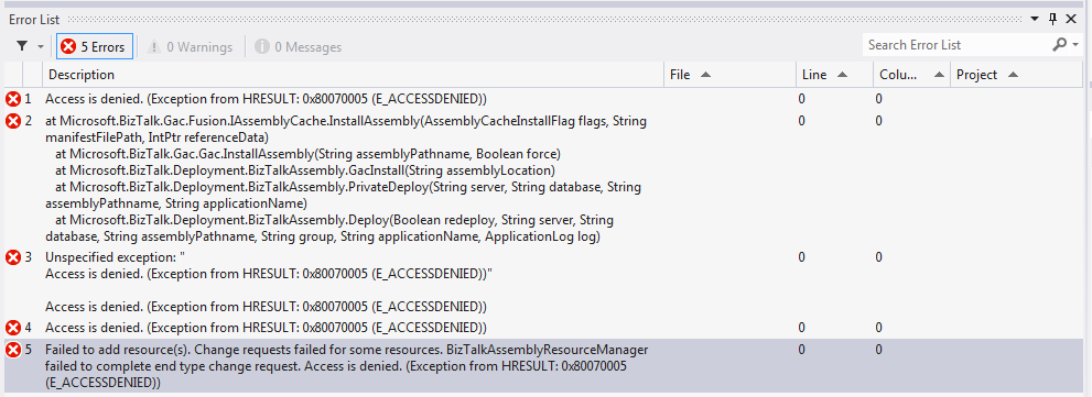 Exception From HResult:0x80070005(E_ACCESSDENIED)