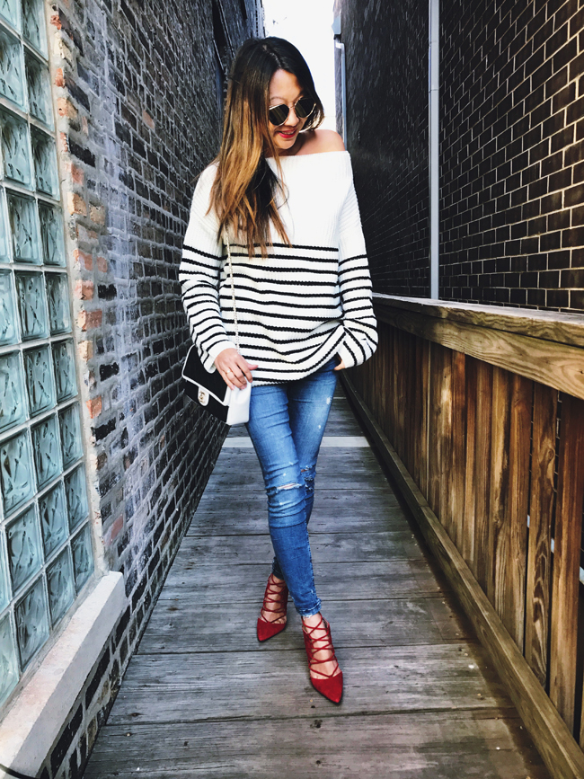 Classic Stripe Style - Red Soles and Red Wine
