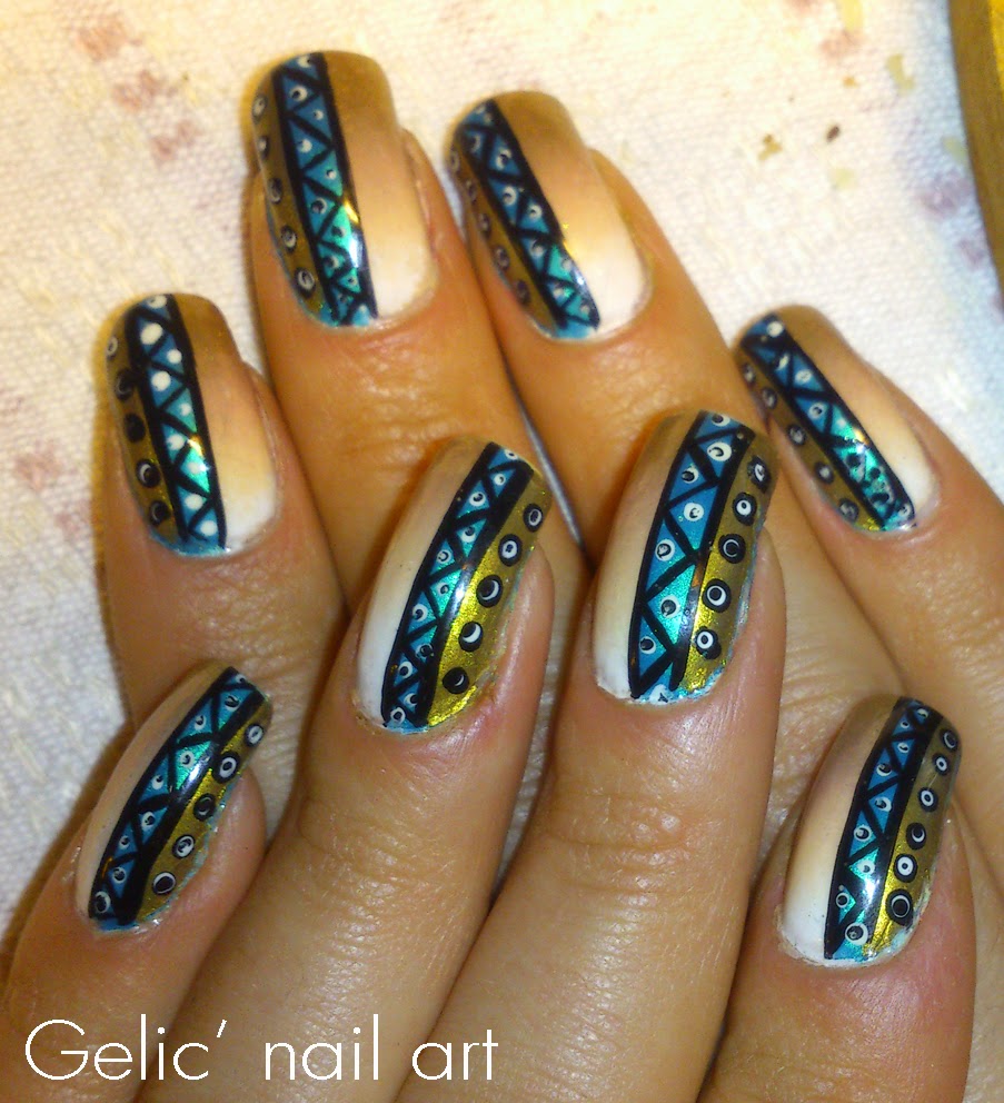 Gelic' nail art: Native american tribal nail art