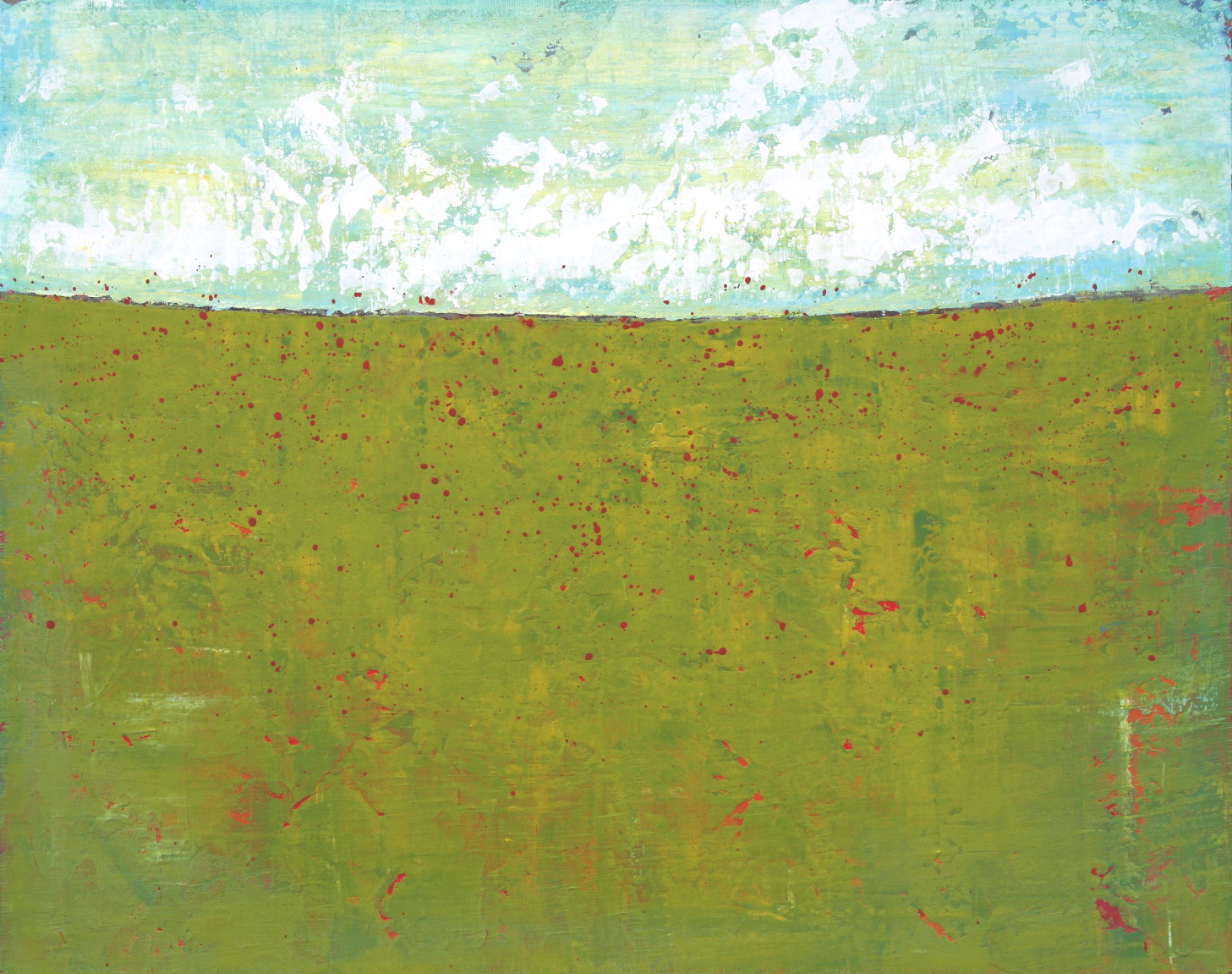 Sage Mountain Studio: Abstract Prairie Painting in Green - Summer Field