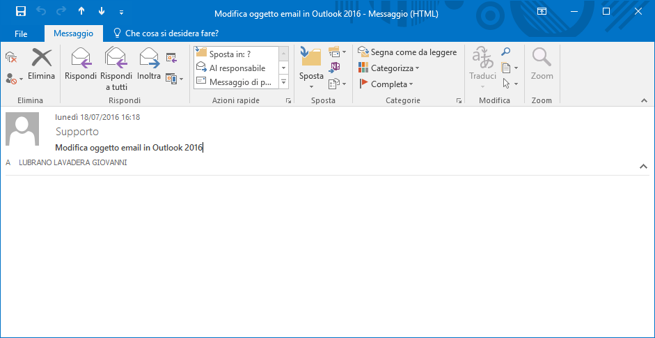 Information Technology: Outlook: Abilitare la modifica dell'oggetto di ...