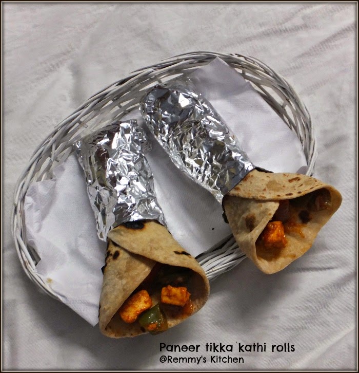 Remmy's Kitchen: Paneer tikka kathi roll / Paneer kathi wrap