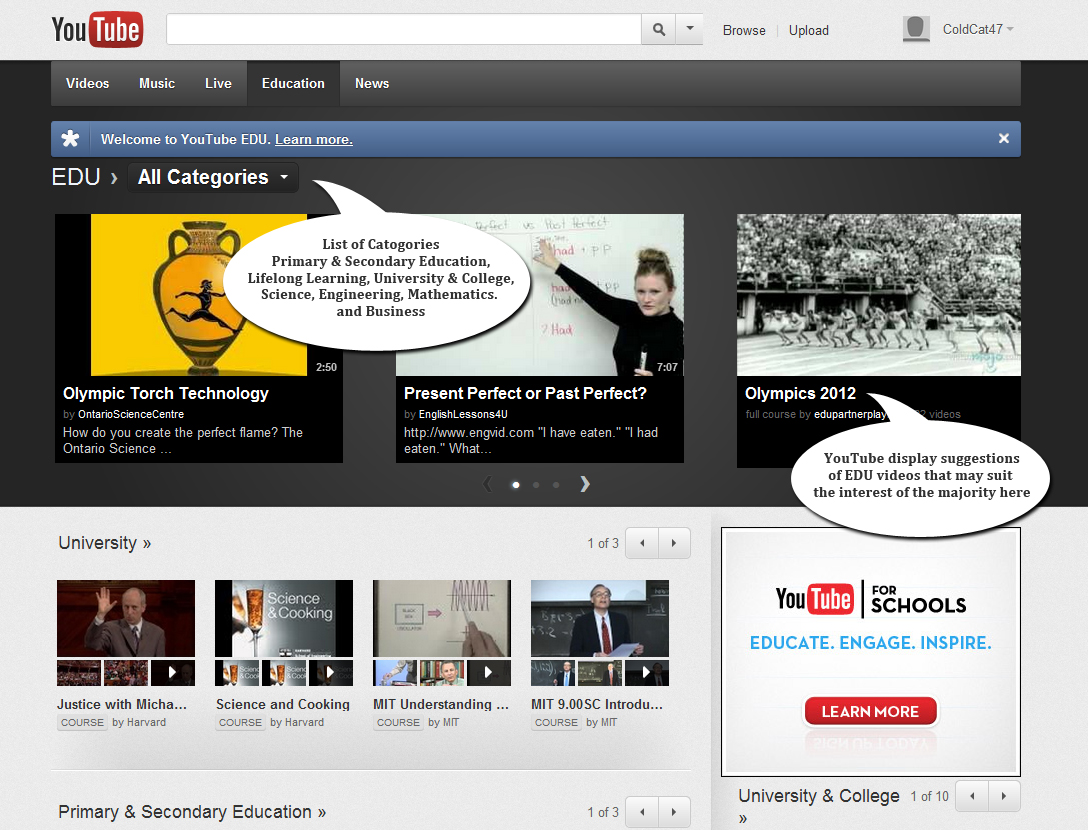 Module: Competitions, Festivals, Exhibitions: YouTube Interface Design
