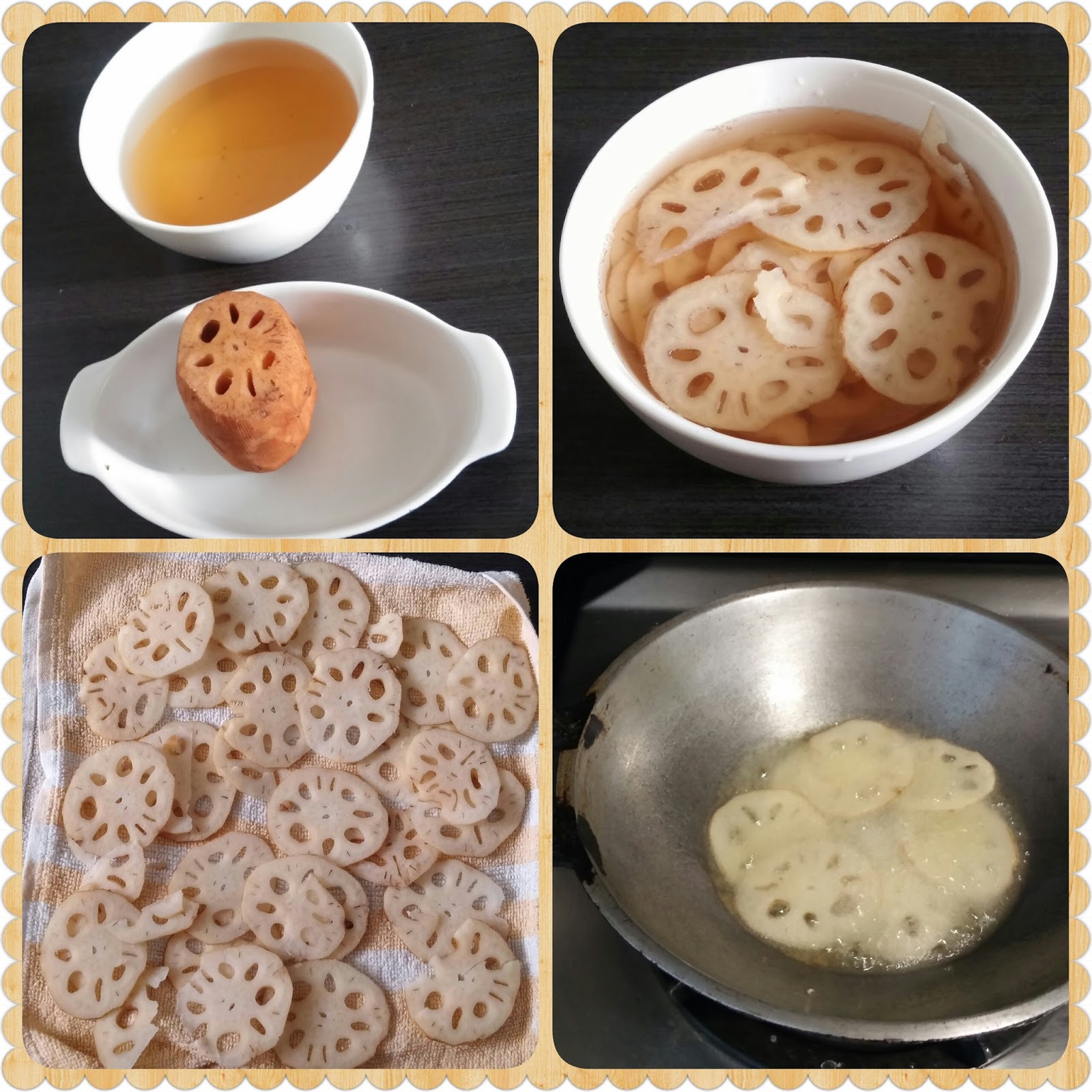 Kalakal Kaimanam: Lotus Root Fries / Renkon chips ( தாமரை தண்டு வறுவல் )