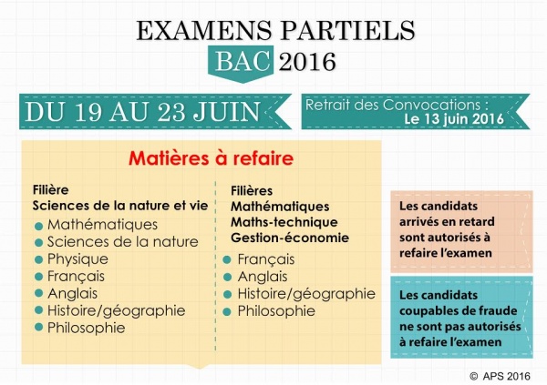 Bac 2016 : رزنامة اختبارات بكالوريا 2016 الاستثنائية