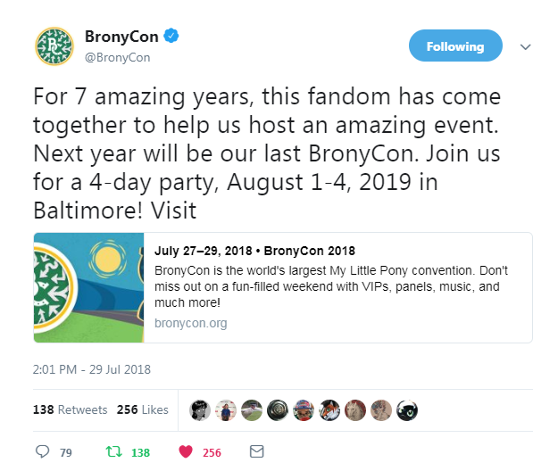 Equestria Daily - MLP Stuff!: BronyCon Holding Last Convention in 2019