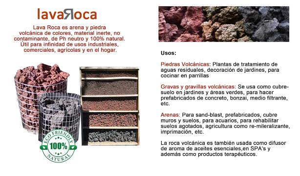 Arena, grava y piedra volcánica de colores Lava Roca: noviembre 2016