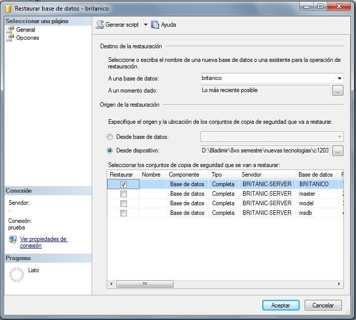 HARDWARE Y SOFTWARE: Restaurar una base de datos en nuestro SQL server.