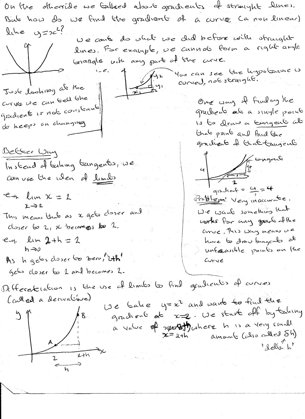 A Level Maths Notes: Differentiation notes - First Principles