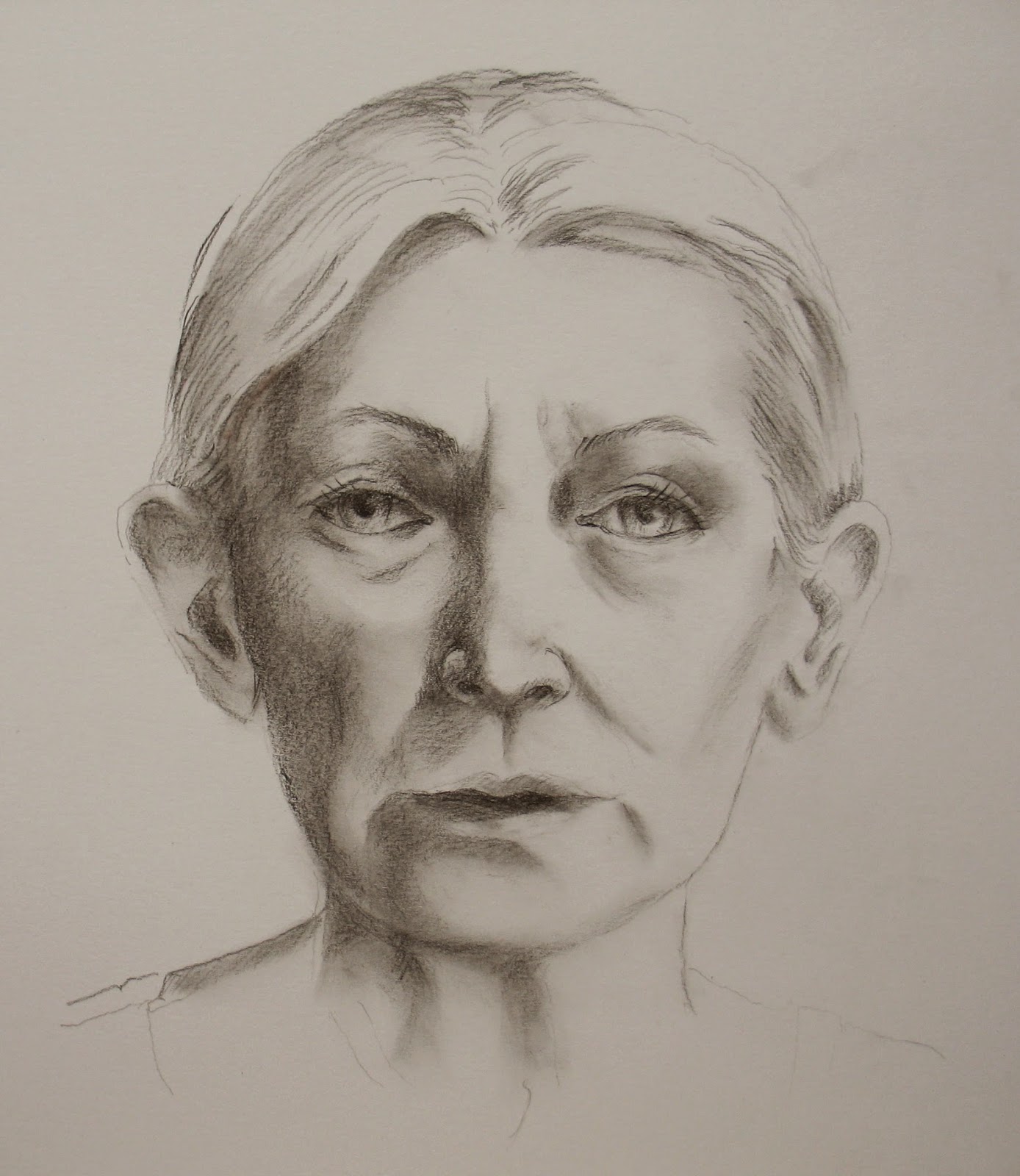 Nel's Everyday Painting: Self Portrait in Carbon Pencil - SOLD