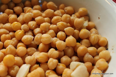 Rindy Mae: Basil Chickpea Puree With Shrimp and Roasted Veggies