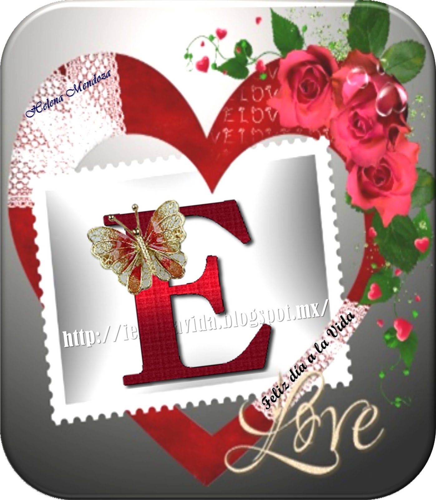 Iniciales Nombres y Más: Iniciales en bello corazón A a la I