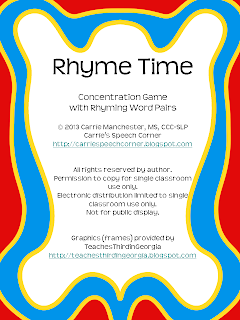 Carrie's Speech Corner: Rhyme Time {FREEBIE}