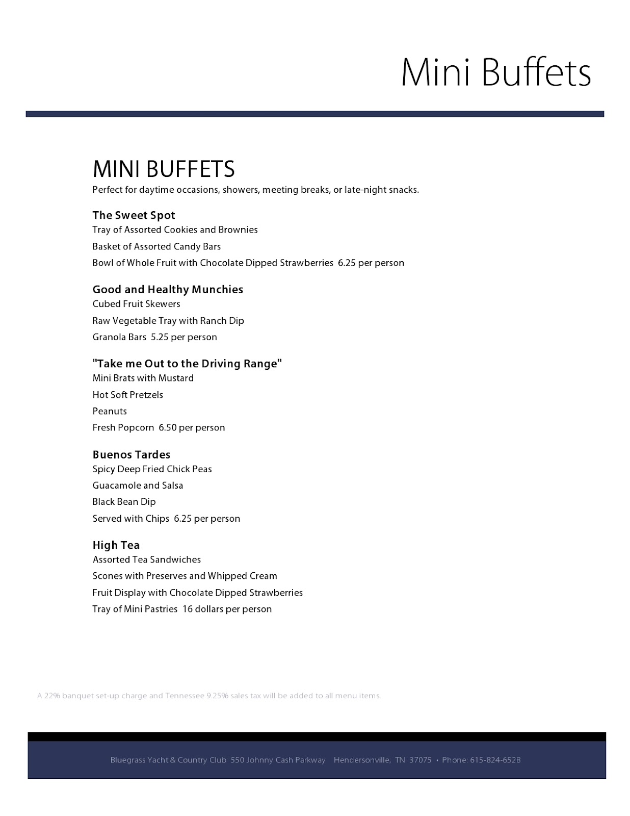 Bluegrass Yacht & Country Club: New Pool Party Menus!