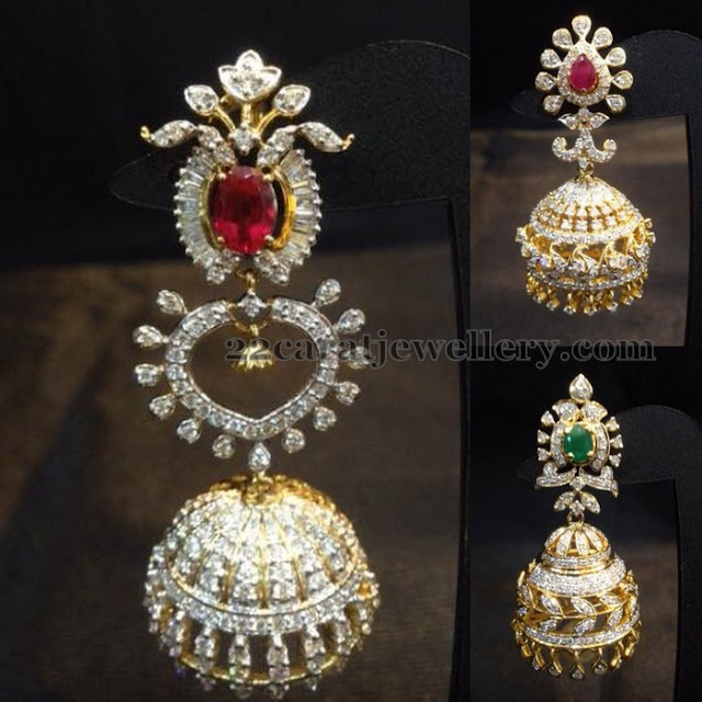 Diamond Jhumkas Collection by SBJ - Jewellery Designs