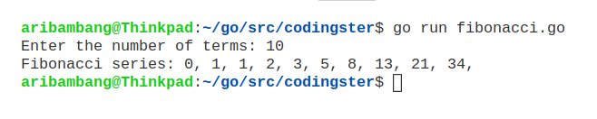 Go Program To Generate Fibonacci Series Golang Codingster