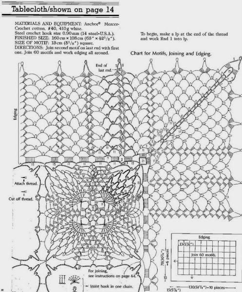 Crochet: Tablecloths square and rectangular
