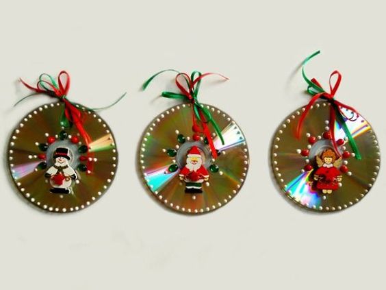 14 ideas para hacer adornos de Navidad con CDs ~ Solountip.com