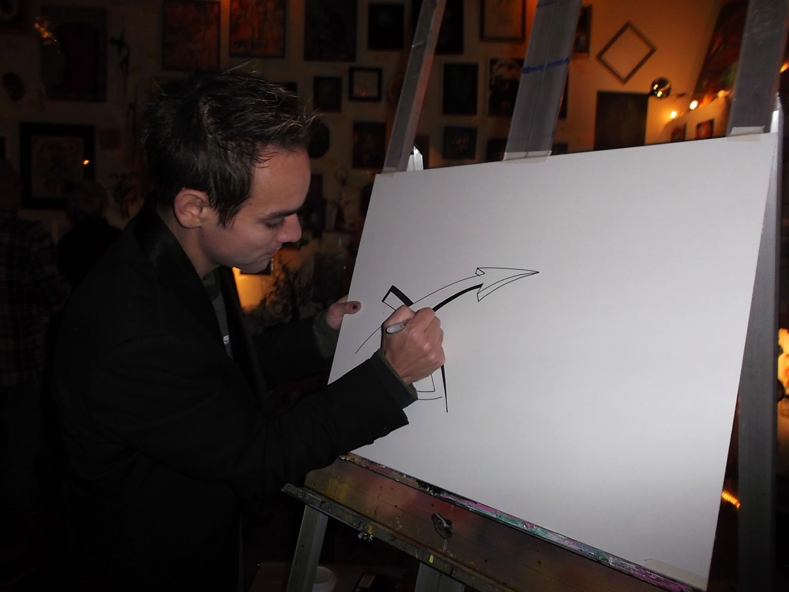 Pinstripe Chris: Sharpie Art done LIVE at the Sev Ven Gallery Show!