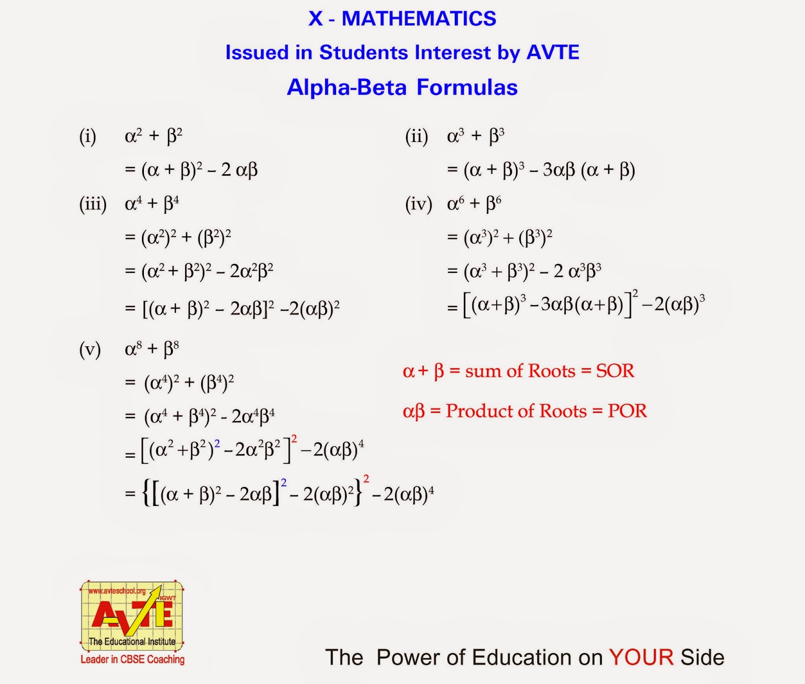 Maths4all Alpha Beta Formulas For Maths