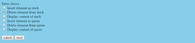 Write a menu driven program to perform the stack and queue related operations | PHP - IProgramX