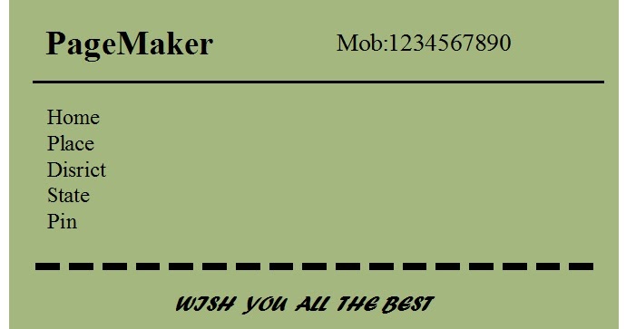 General Coding: PageMaker: Making simple visiting card step-by-step