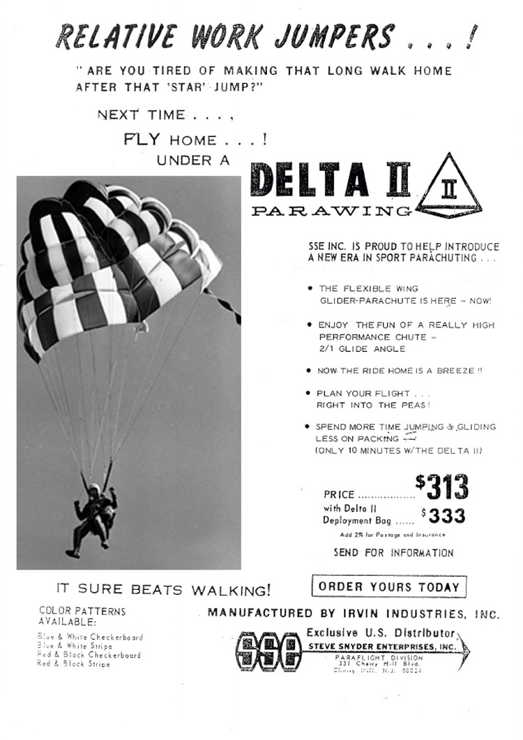 Irvin Delta II Parawing: Delta II News Articles and Adverts