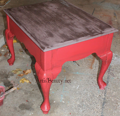 ART IS BEAUTY: $1 table gets a ruby red makeover..Trashed to treasure