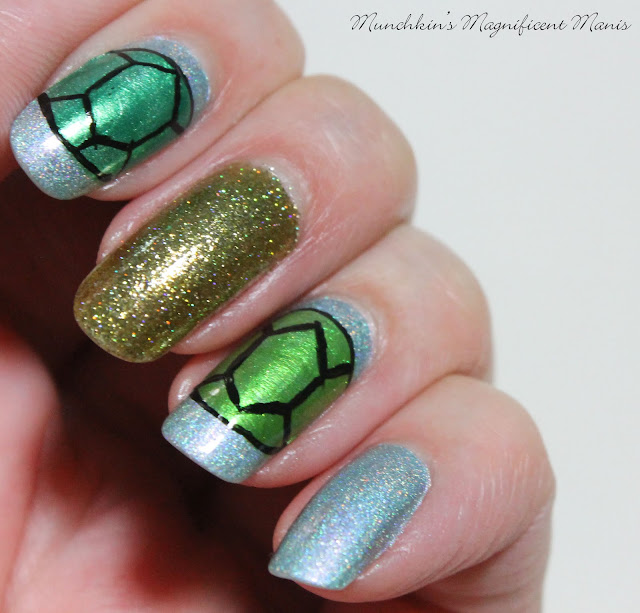 Munchkin’s Magnificent Manis: Safe In My Shell- Turtle Nail Design