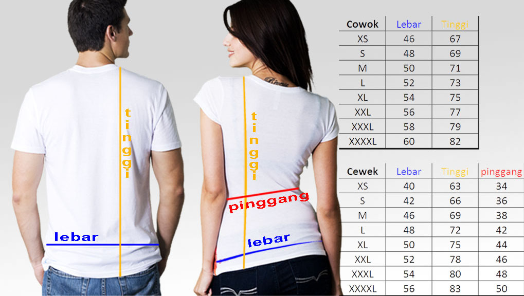 Sembilan Bintang (It's9 Factory): Ukuran kaos T Shirt dan Polo Shirt